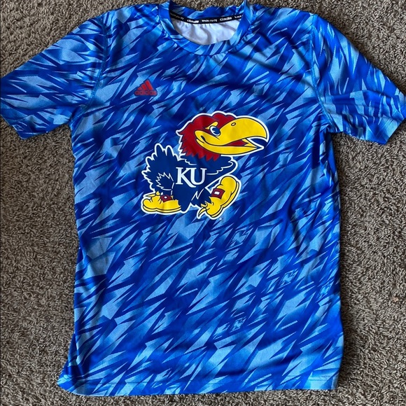adidas | Shirts | Adidas Blue Graphic Tshirt With Ku Logo | Poshmark